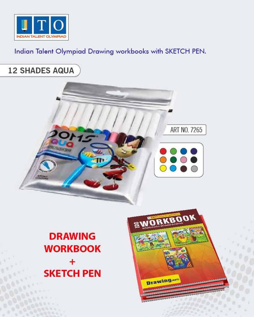 Class 1 Drawing Olympiad Book and Sketch Pen Aqua 12