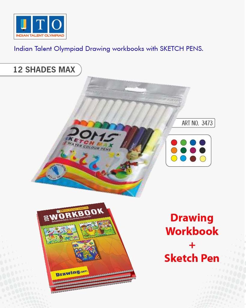 Class 9 Drawing Olympiad Book and Sketch Pen Max 12